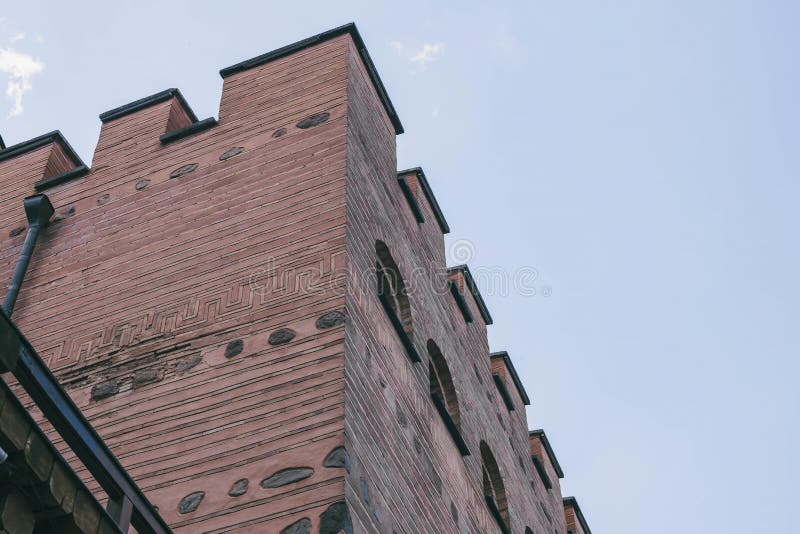 Castle Tower Bottom View. Medieval Tower of the Castle Stock Image ...