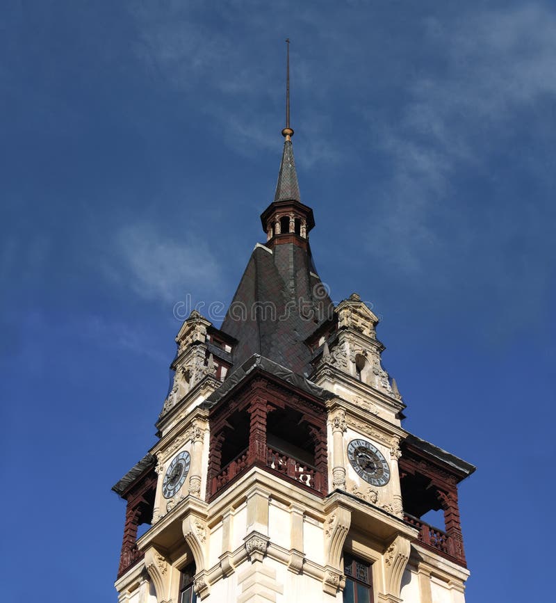 Castle tower with clock stock image. Image of history - 38083855
