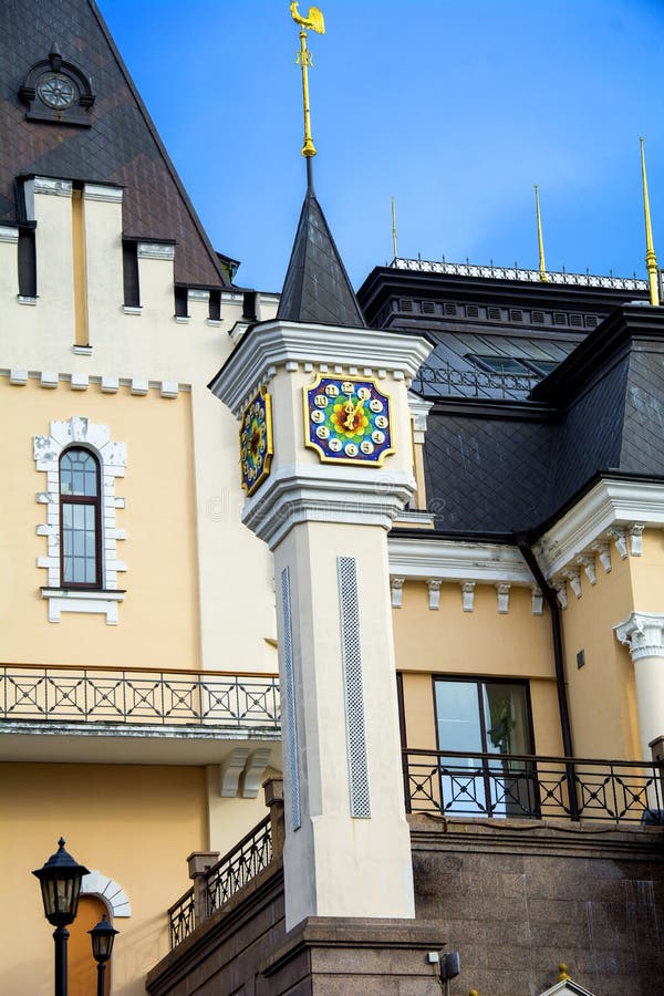 Castle with a Tower and Clock. Stock Image - Image of landscape ...