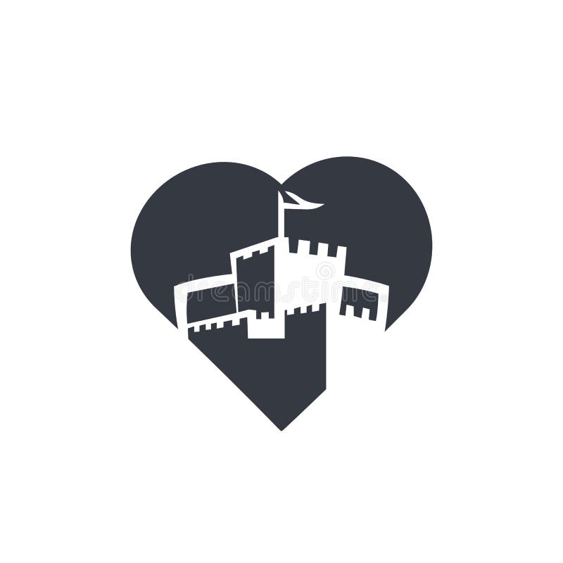 Castle Tower Heart Shape Vector Logo Design. Stock Vector ...