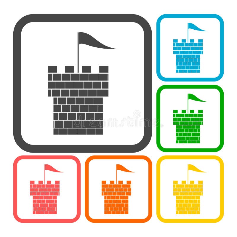 Castle tower icons set stock illustration. Illustration of fantasy ...