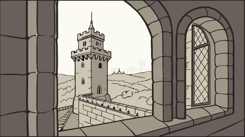 Castle Tower Interior, Medieval Architecture Design Vector Design ...