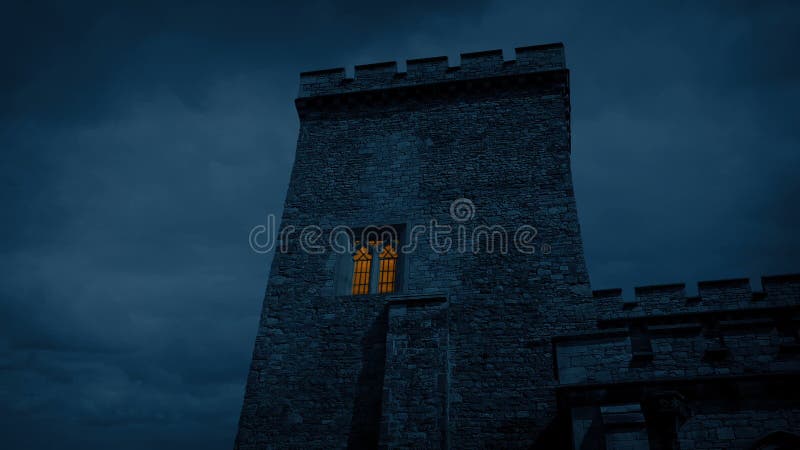 Castle Lit Up Inside in the Evening Stock Video - Video of tower ...