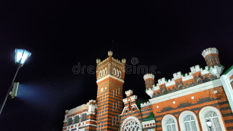 Castle with a Tower at Night in the Dark Stock Image - Image of outdoor ...