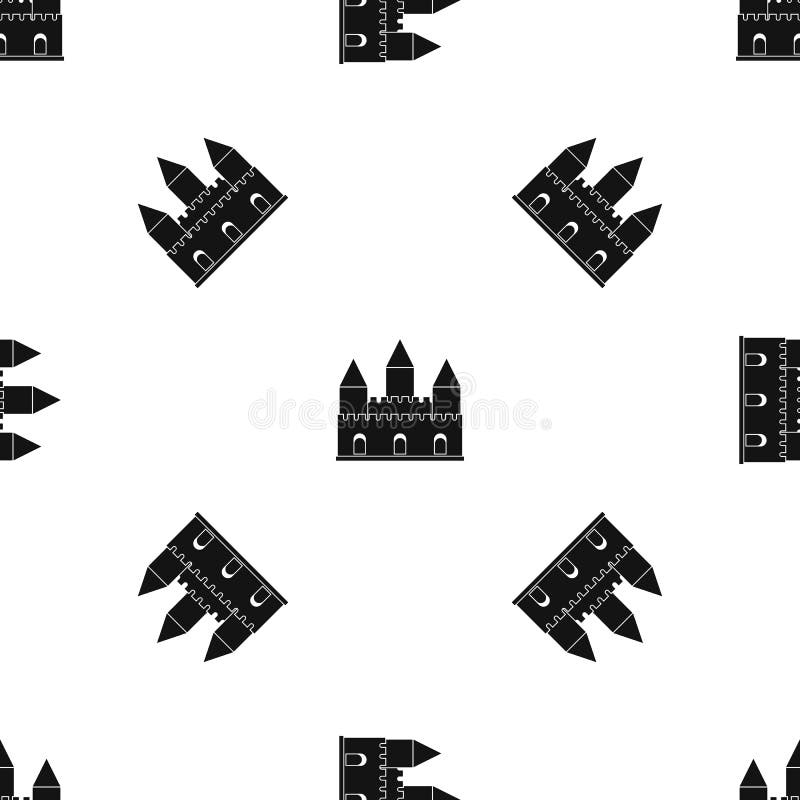 Castle Tower Pattern Seamless Black Stock Vector - Illustration of ...