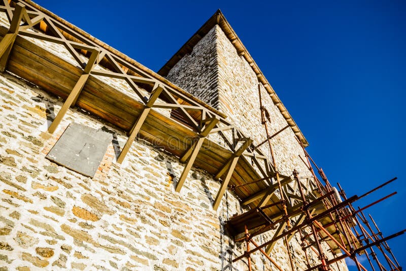 Castle Tower in Reconstruction Stock Image - Image of dramatic, palace ...