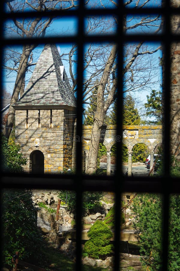 Castle tower from window stock photo. Image of blue - 248234446
