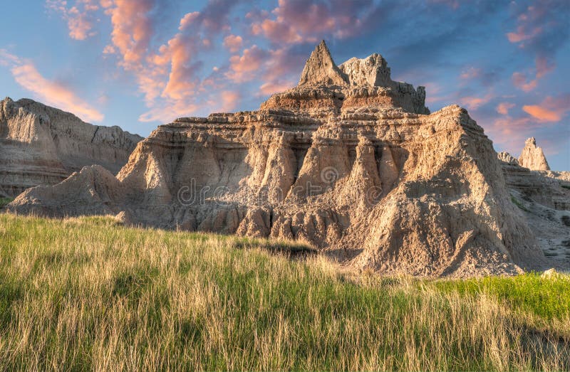 Castle Trail Dawn - Grass and Rock Stock Image - Image of dakota ...