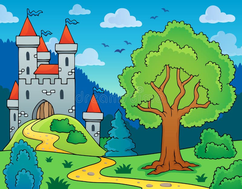 Castle and Tree Theme Image Stock Vector - Illustration of plant ...