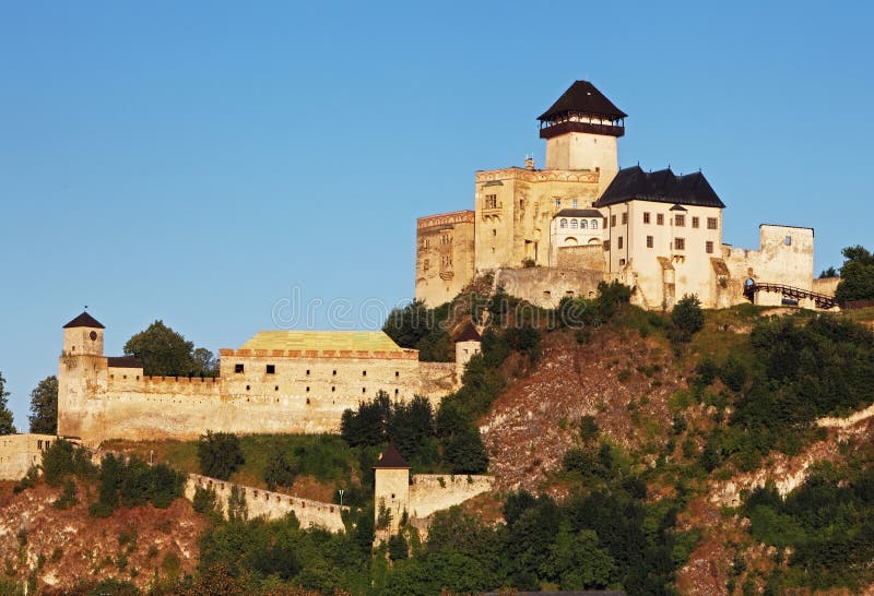 Trencin Castle at sunset stock photo. Image of building - 13068988