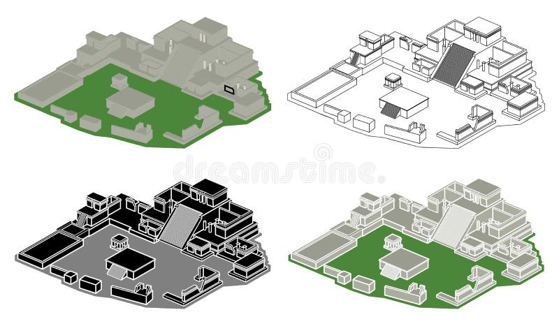 The Castle in Tulum. Perspective View Stock Vector - Illustration of ...