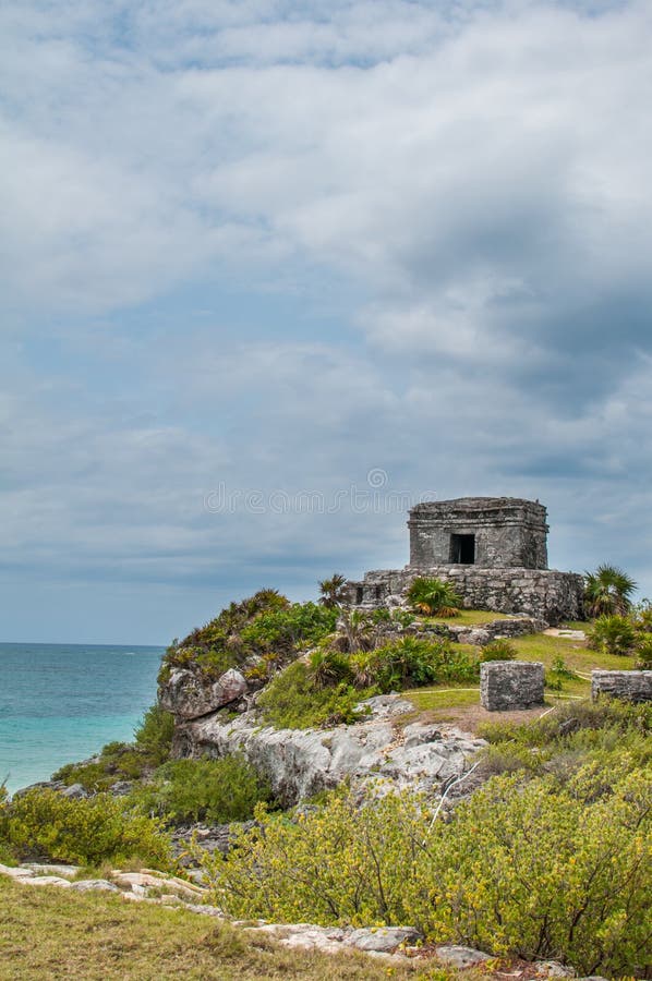 The Castle at Tulum Ruins, Quintana Roo Stock Image - Image of blue ...