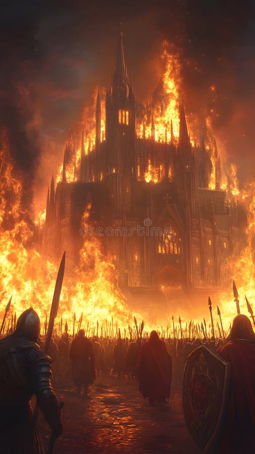 A Castle Under Siege Depicting a Dramatic Medieval Battle Scene with ...