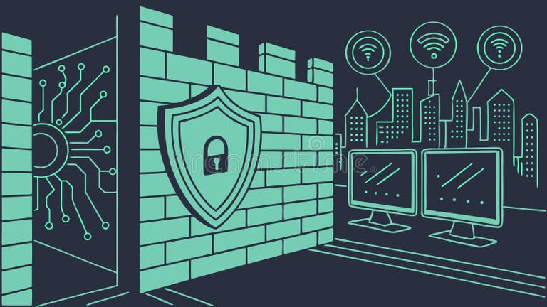 Castle Wall with Computers, Security, Cybersecurity, Digital Defense ...