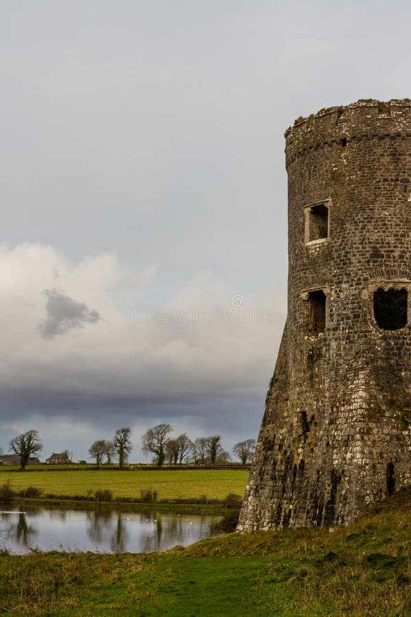 Castle Wall with Countryside and Lake, Portrait Editorial Photo - Image ...