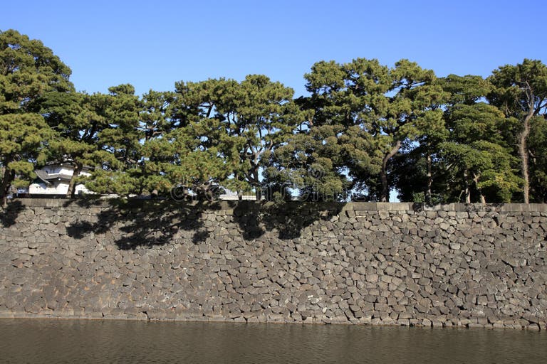 Castle wall of Edo castle stock image. Image of palace - 145800769