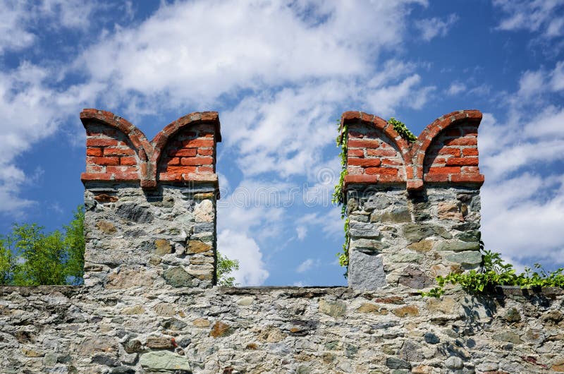 Castle wall merlons stock photo. Image of middle, merlons - 99754678