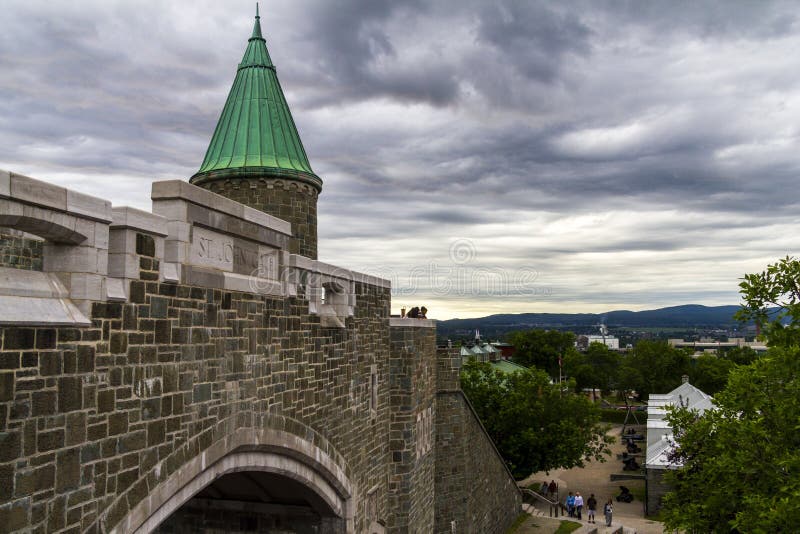 Castle wall in Quebec City editorial image. Image of river - 62401440