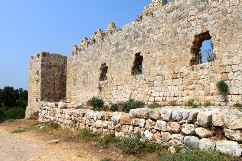 Castle Wall and Tower stock image. Image of country, antipatris - 15384173