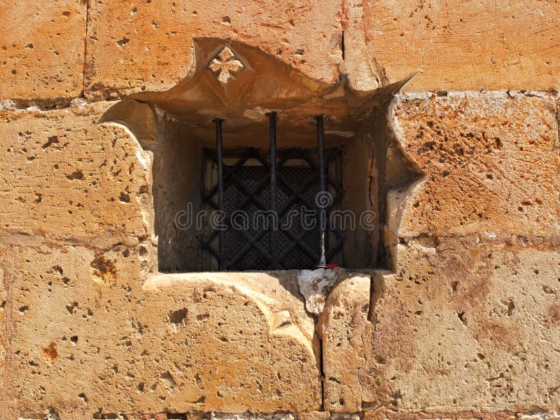Castle Wall with Window Bars Stock Image - Image of exterior, metal ...