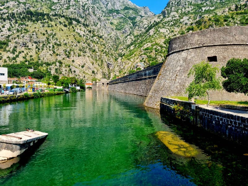Castle Walls and Moat in Kotor, Montenegro Editorial Photo - Image of ...