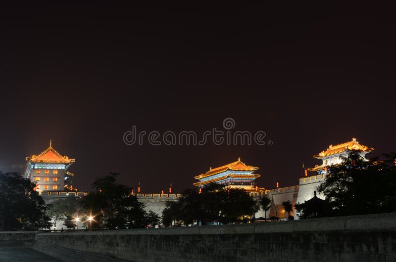 Castle walls at night stock photo. Image of vacation - 44031706