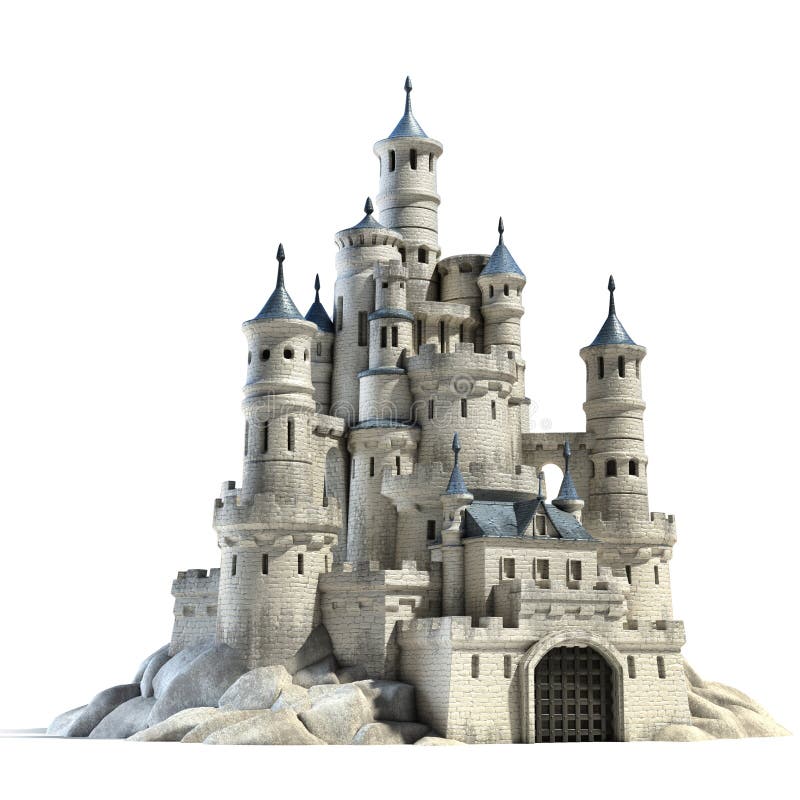 Stone Castle Isolated on White Background Stock Illustration ...