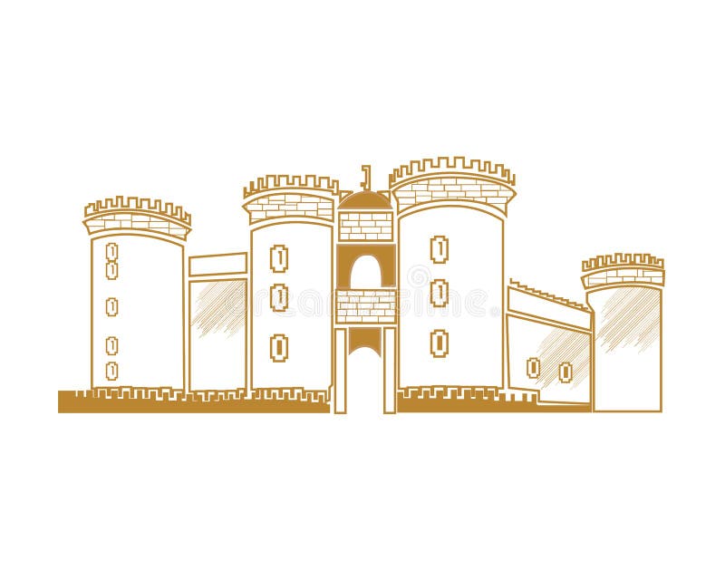 Castle in White Background in Vector Stock Illustration - Illustration ...