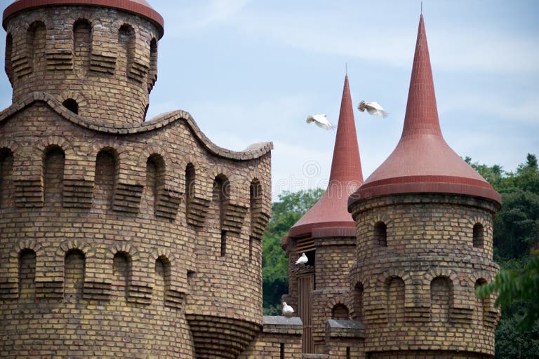 Castle with white pigeon stock image. Image of monument - 20796697