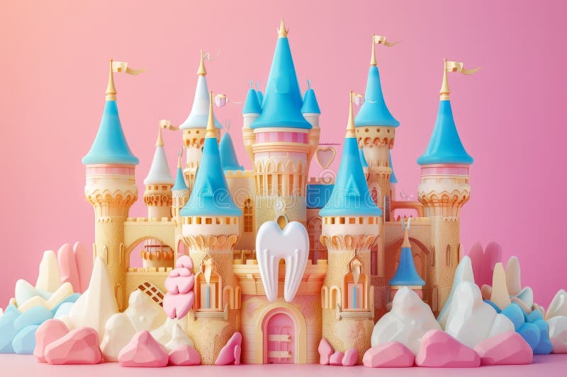 A Castle with a White Tooth on Top of it with Generative AI Stock ...