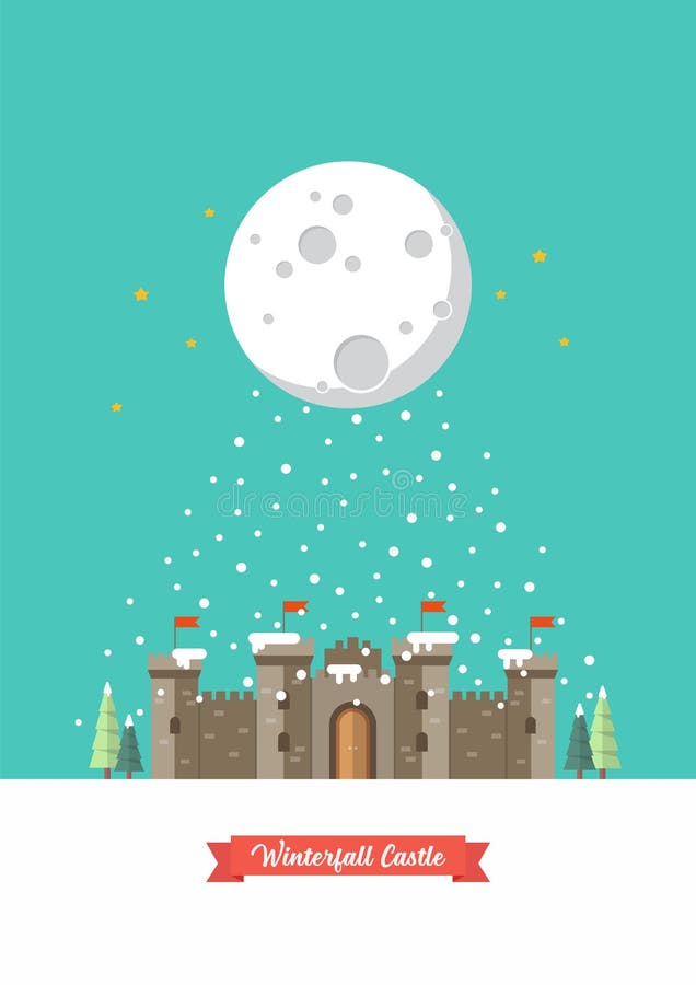 Castle in Winter Season Poster Stock Vector - Illustration of happy ...