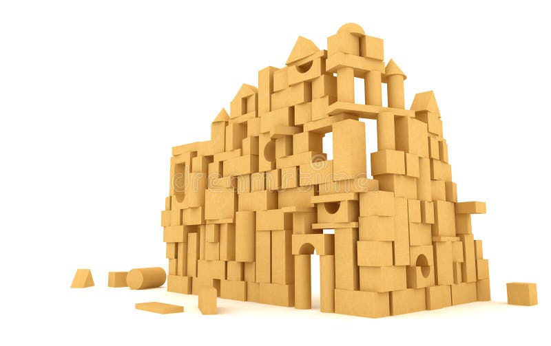 The Castle of the Wooden Cubes Stock Illustration - Illustration of ...