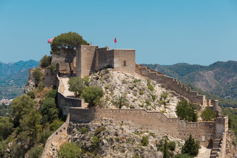 Xativa Castle At Sunset, Valencia Region Of Spain Stock Photo - Image ...