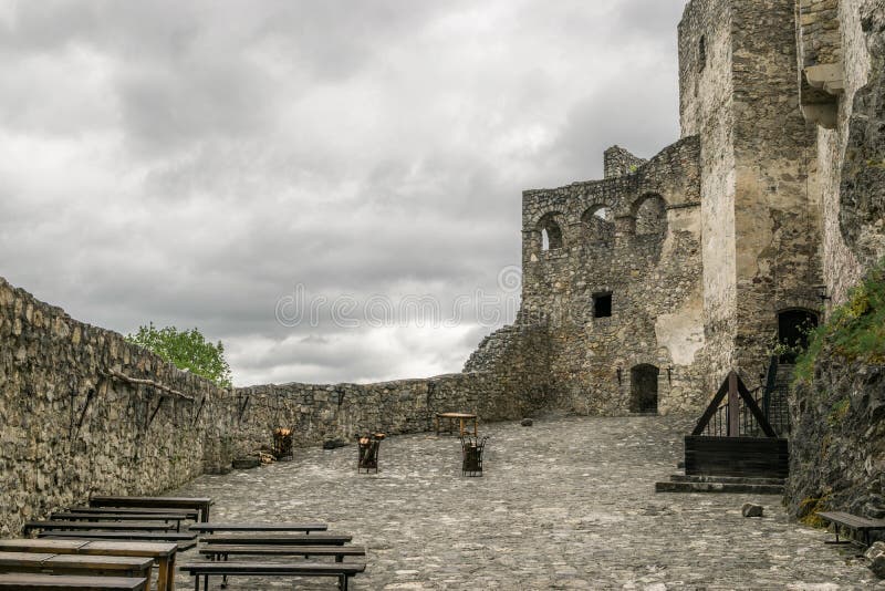 Castle yard stock image. Image of strecno, travel, ruins - 110360601