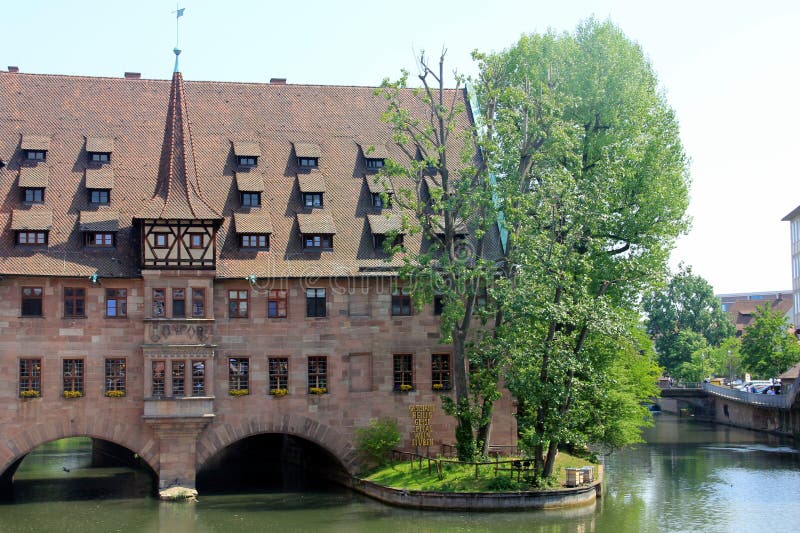 Castles of Germany, the City of Nuremberg. the Pegnitz River. Stock ...