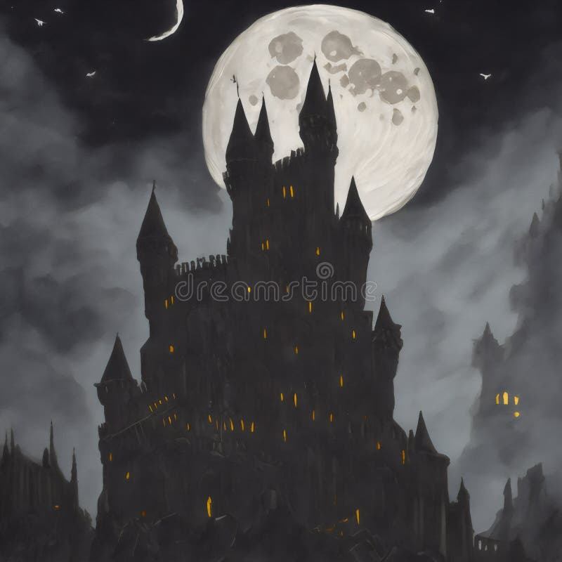 Castles in the Night Sky stock illustration. Illustration of sketch ...