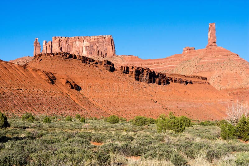 Castleton Tower, Iconic Rock Formation in Castle Valley Near Moab Stock ...