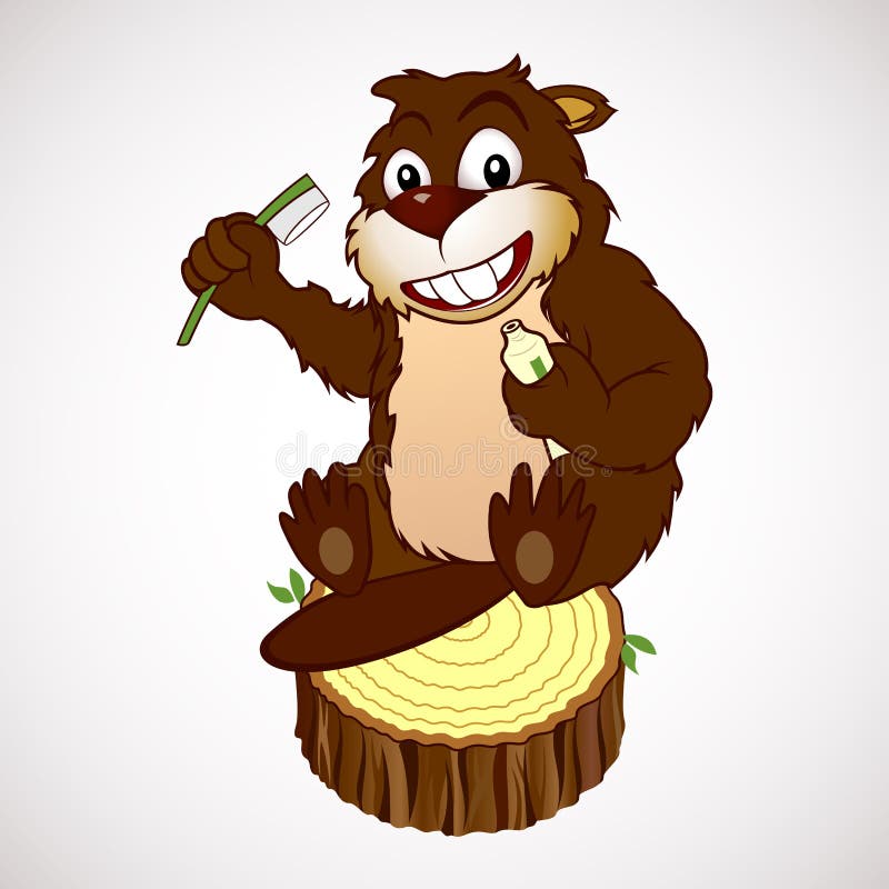 Castor tenant le crayon illustration de vecteur. Illustration du ...