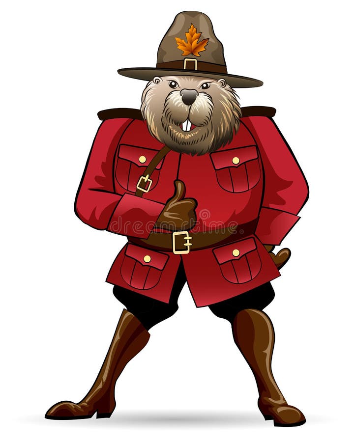 Castor En Traje Canadiense Del Guardabosques Ilustración del Vector ...
