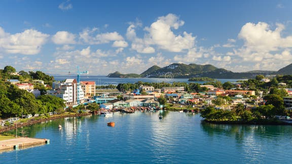 Castries Waterfront editorial stock photo. Image of blue - 38385193