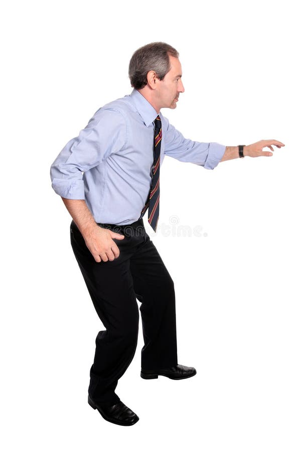 Casual Business Man Walking with Caution Stock Photo - Image of casual ...