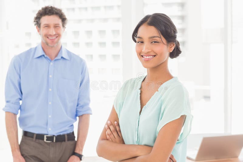 Casual Business Partners Smiling at Camera Stock Image - Image of ...