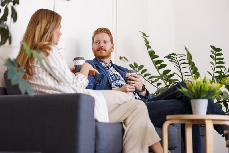 Casual Business People Taking a Coffee Break Stock Image - Image of ...