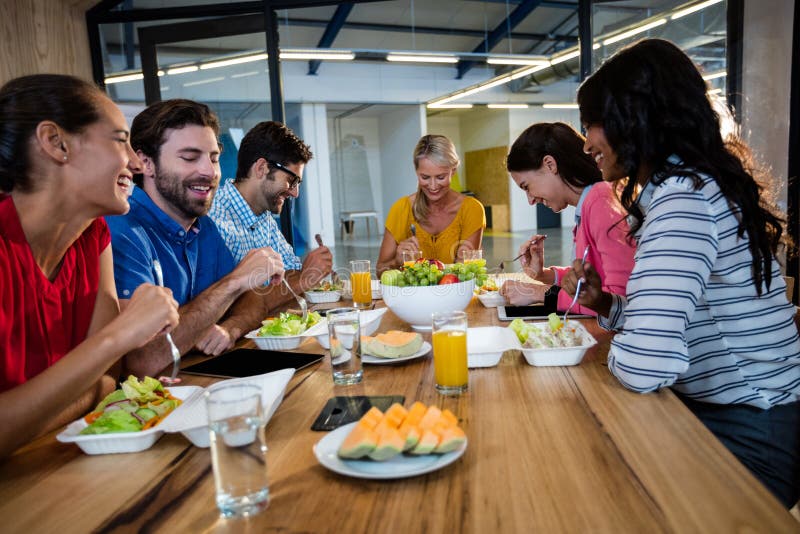 Casual Business Team Eating Together Stock Image - Image of adult, male ...