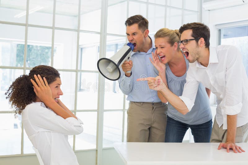 Casual Business Team Shouting at a Colleague Stock Image - Image of ...