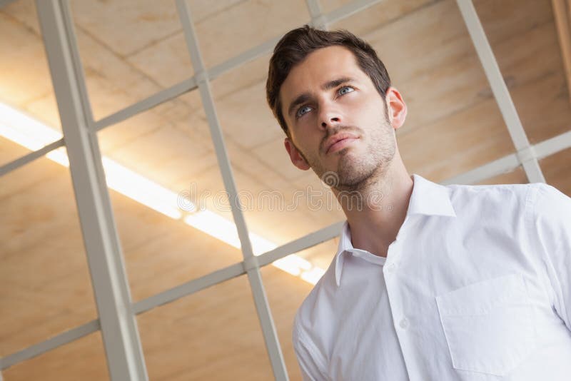 Casual Businessman Standing with Serious Expression Stock Image - Image ...