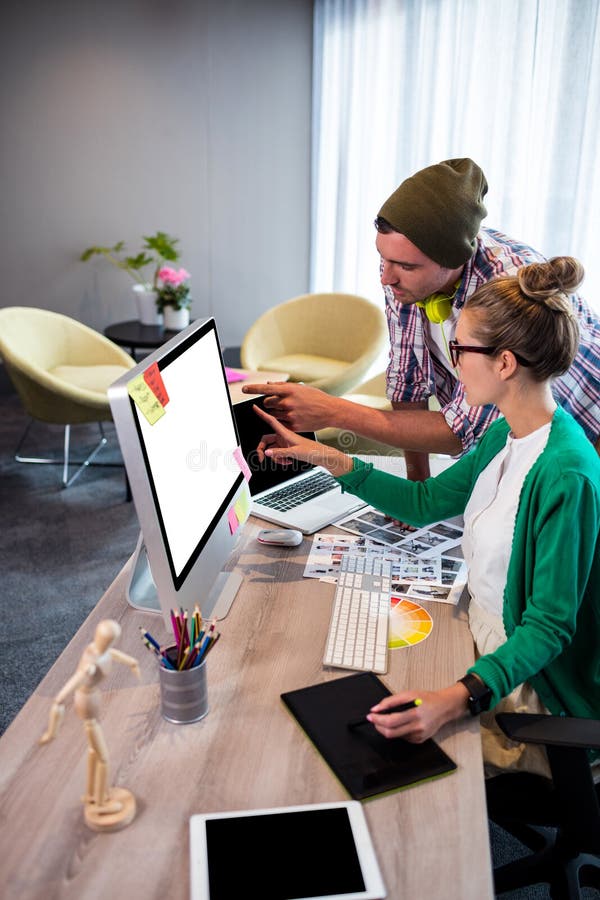 Casual Colleagues Using Technology Stock Image - Image of caucasian ...