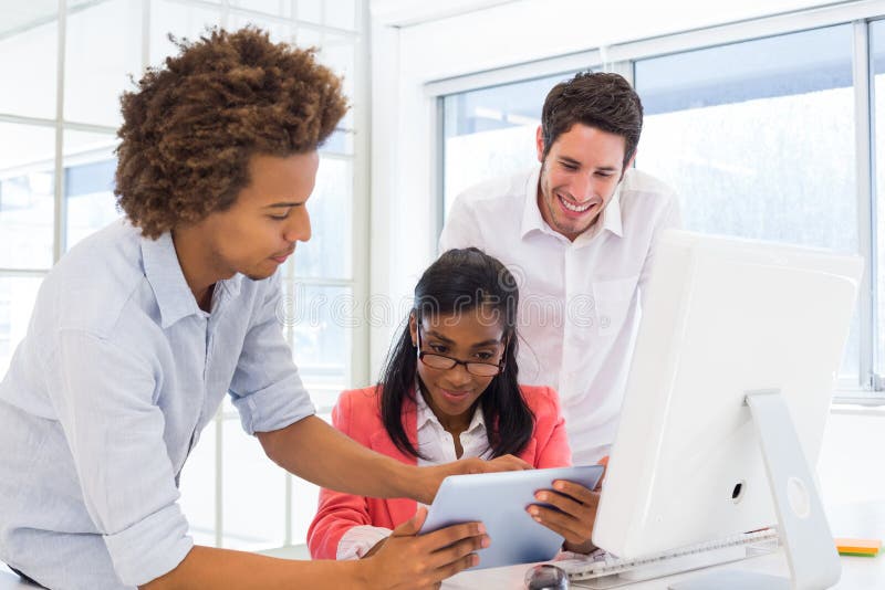 Casual Colleagues Working Hard Together Stock Image - Image of female ...