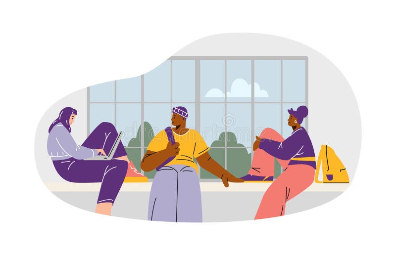 Casual College Study Group Vector Illustration Stock Vector ...