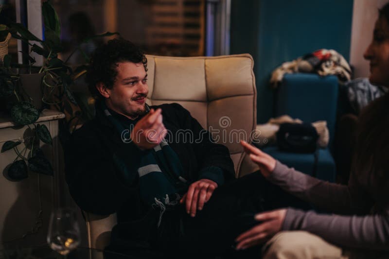 Casual Conversation between Friends at a Comfortable Indoor Setting ...